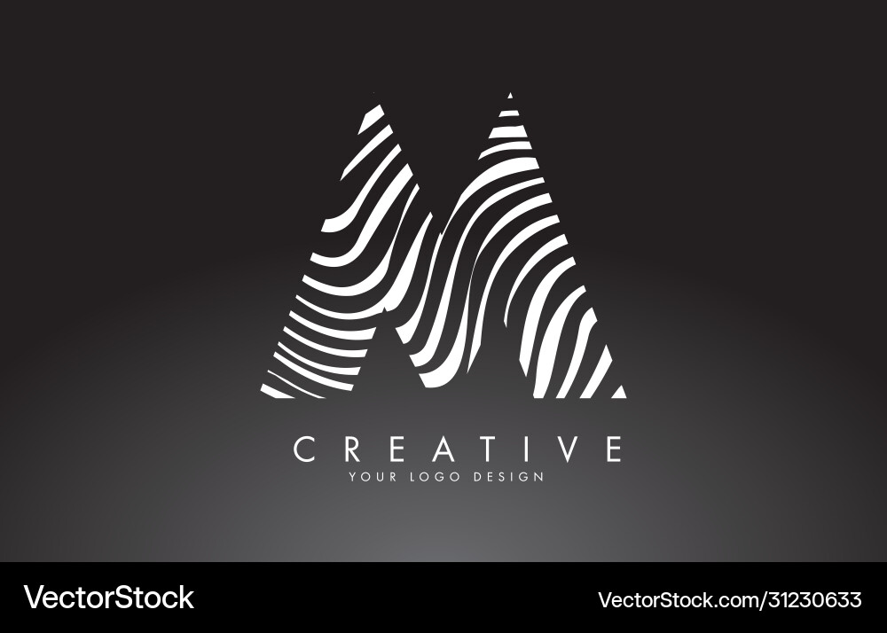 M letter logo design with fingerprint black Vector Image