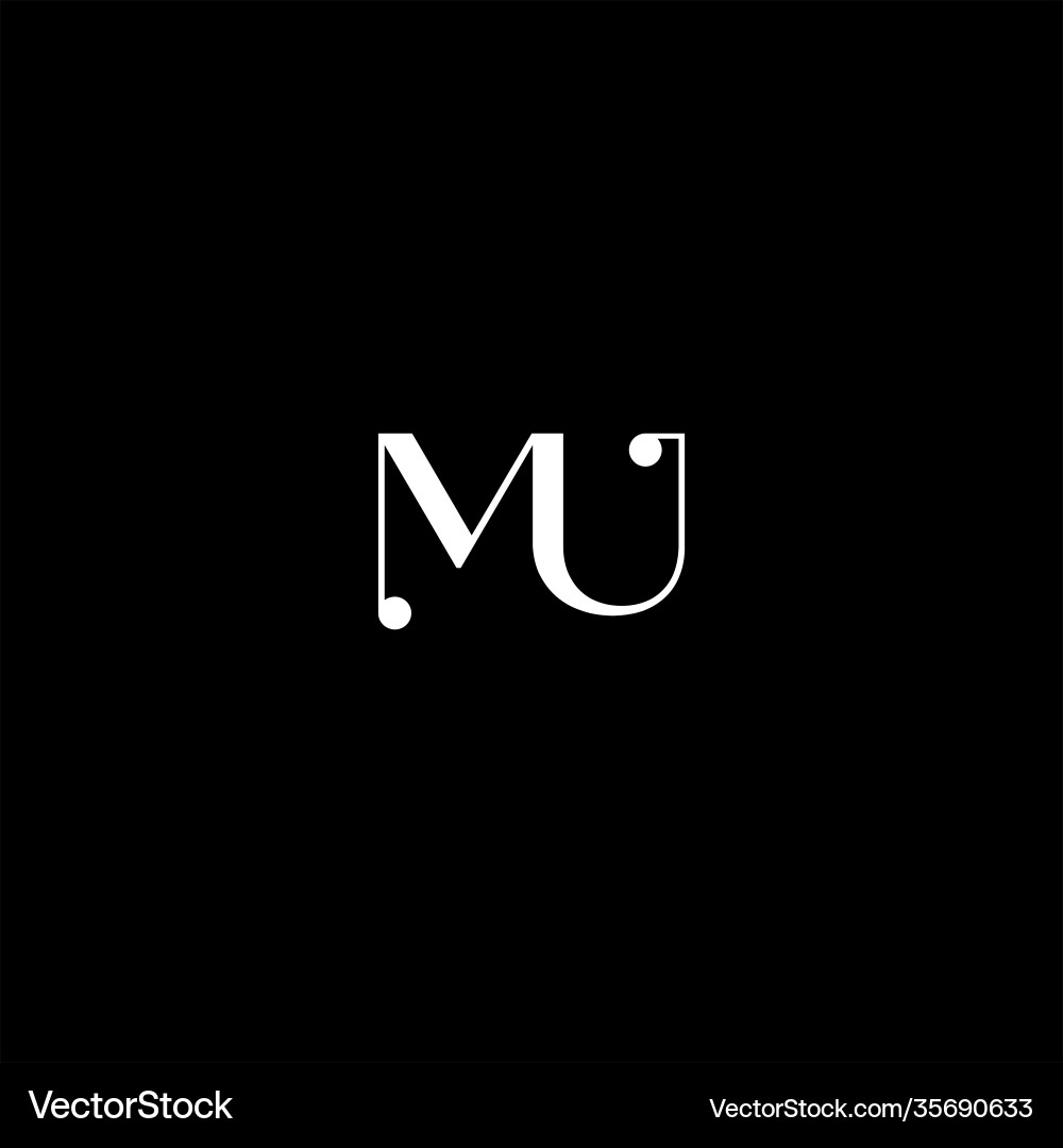 M u letter logo creative design on black color Vector Image