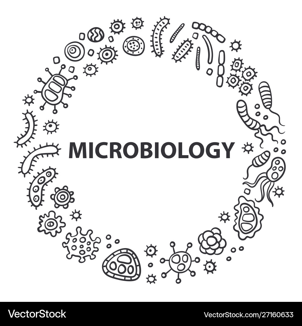 Microbiology outline logo bacterial microorganism Vector Image