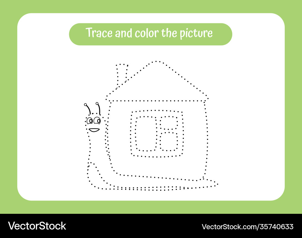 Snail trace and color picture educational Vector Image