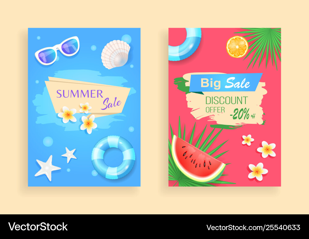 Summer big sale discount set Royalty Free Vector Image