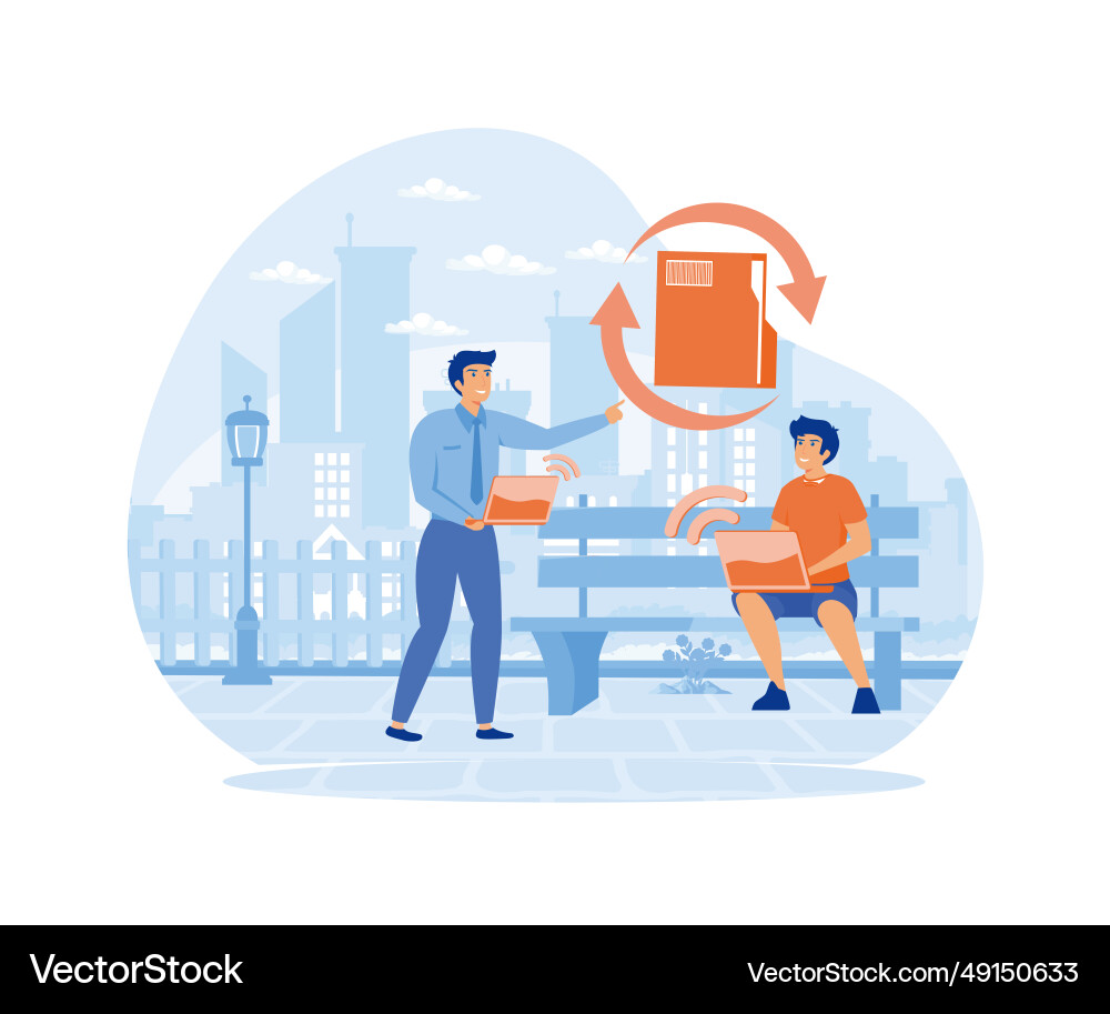 Transfer of documentation migration concept Vector Image