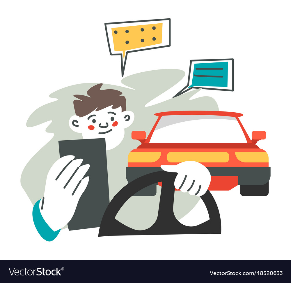 Using phone and talking while driving accident Vector Image