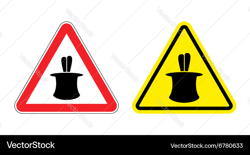 Warning sign of attention magic tricks hazard Vector Image
