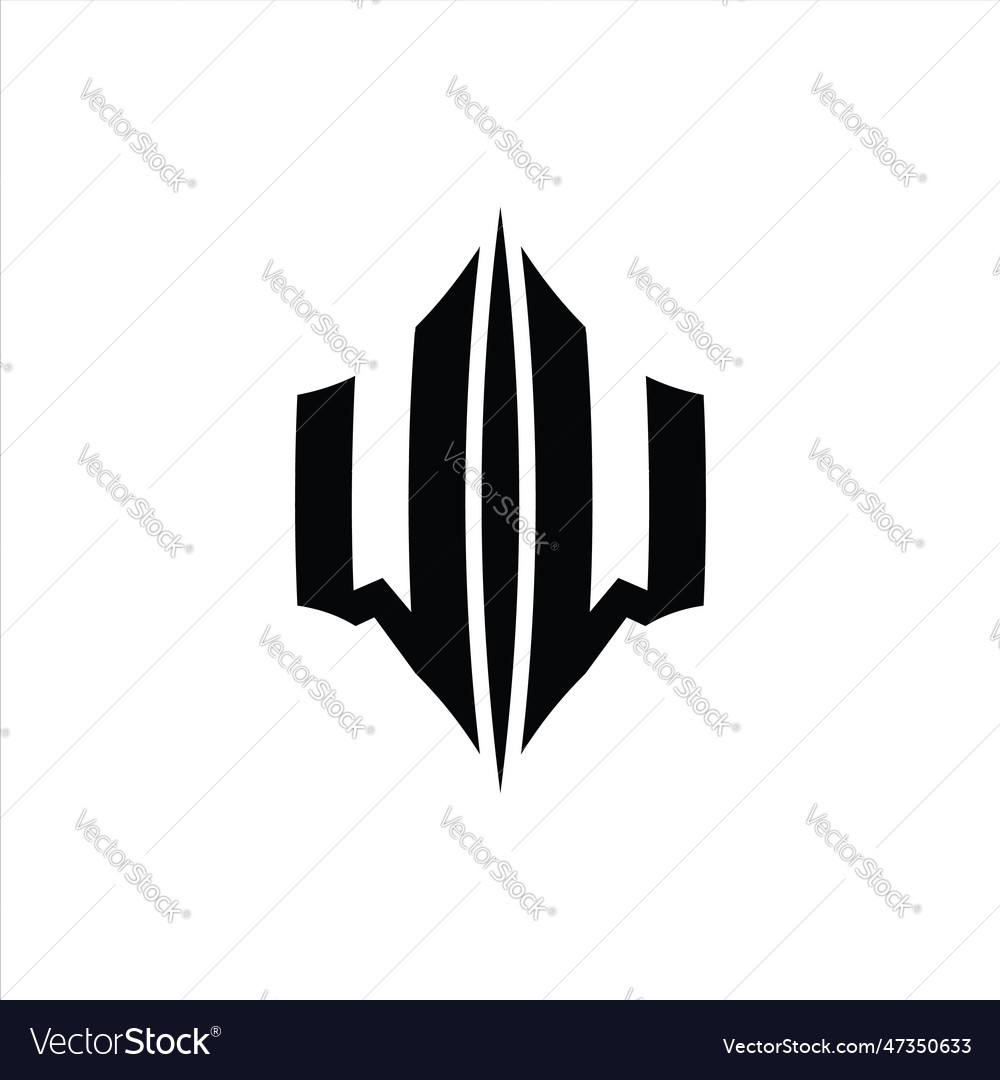 Ww logo monogram hexagon diamond shape Royalty Free Vector