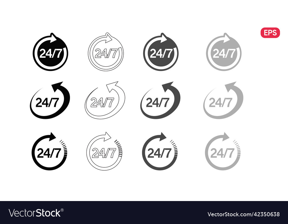 24 7 icon or logo set Royalty Free Vector Image 24 7 icon or logo set Royalty Free Vector Image