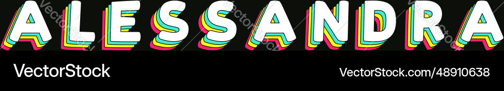 Alessandra - retro rainbow typography faded style Vector Image