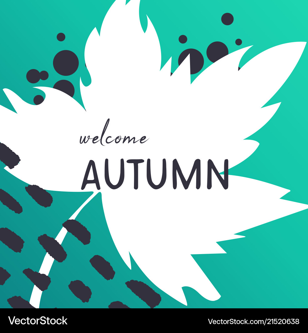 Autumn leaves with text on a hand drawn background