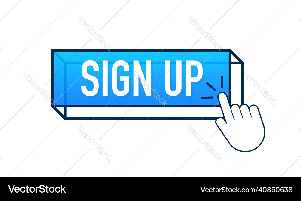 Blue sign up button in modern style business Vector Image