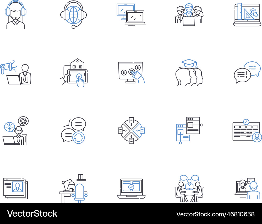 E-citizens line icons collection digital virtual Vector Image