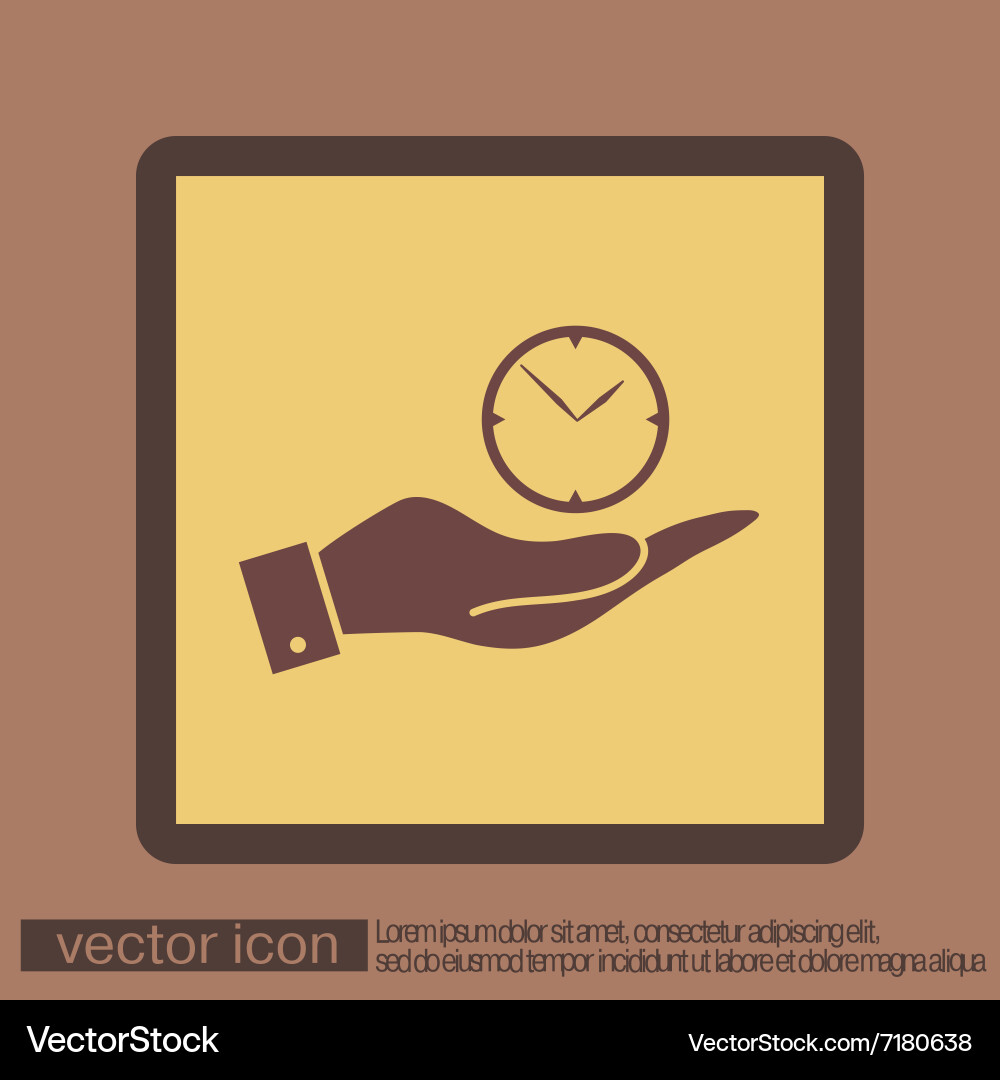 Hand holding a clock icon watch symbol time Vector Image