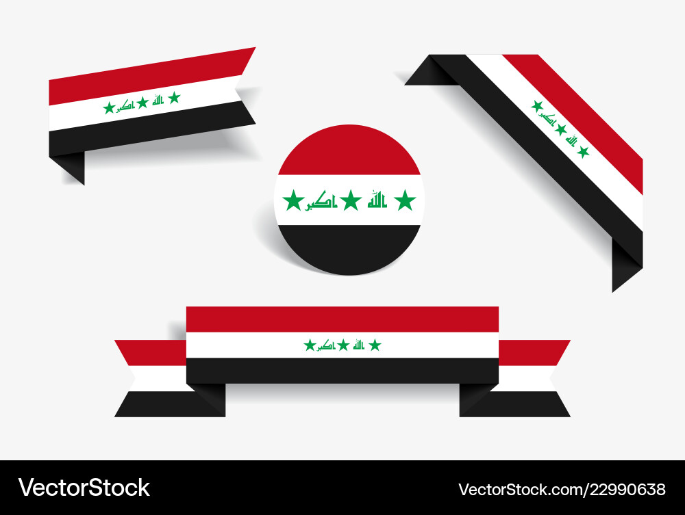 Iraqi flag stickers and labels Royalty Free Vector Image
