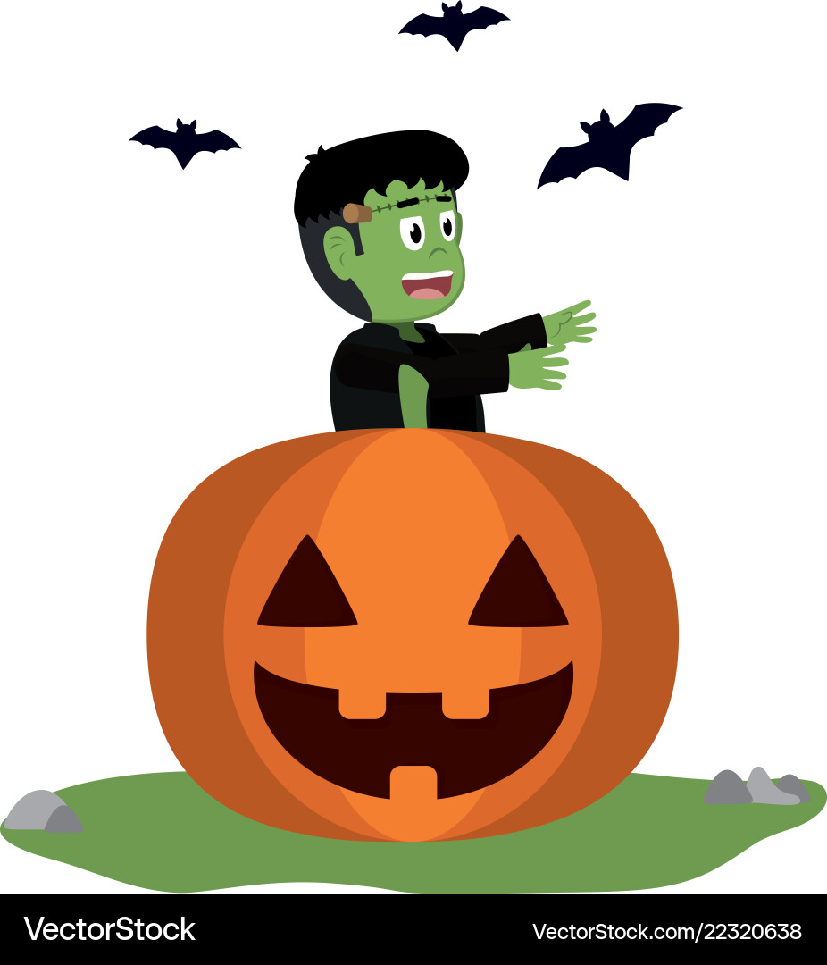 Kid and halloween cartoon Royalty Free Vector Image