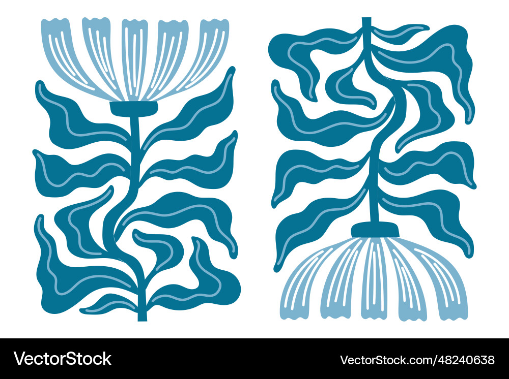 Matisse style carnation blue flower turquoise Vector Image