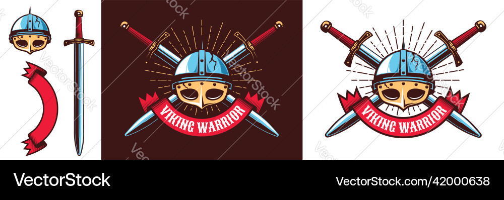 Medieval northern viking warrior logo Royalty Free Vector