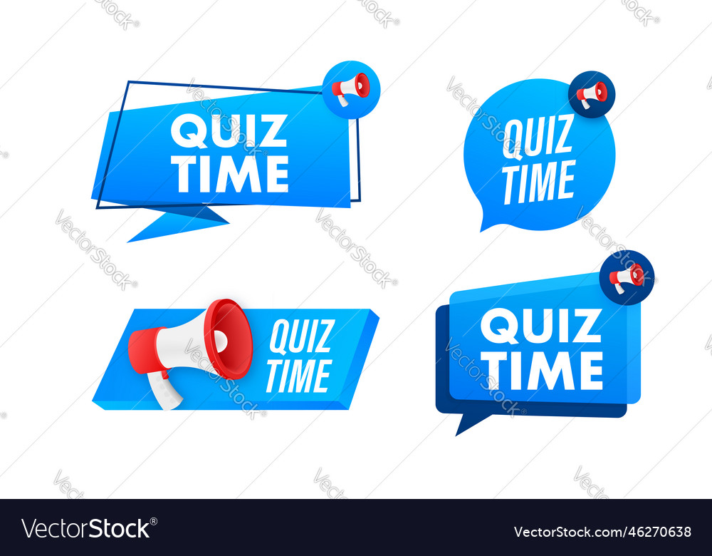 Megaphone label set with text quiz time megaphone Vector Image Megaphone label set with text quiz time megaphone Vector Image