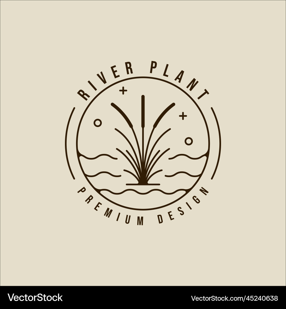 River plant reed logo line art simple template Vector Image
