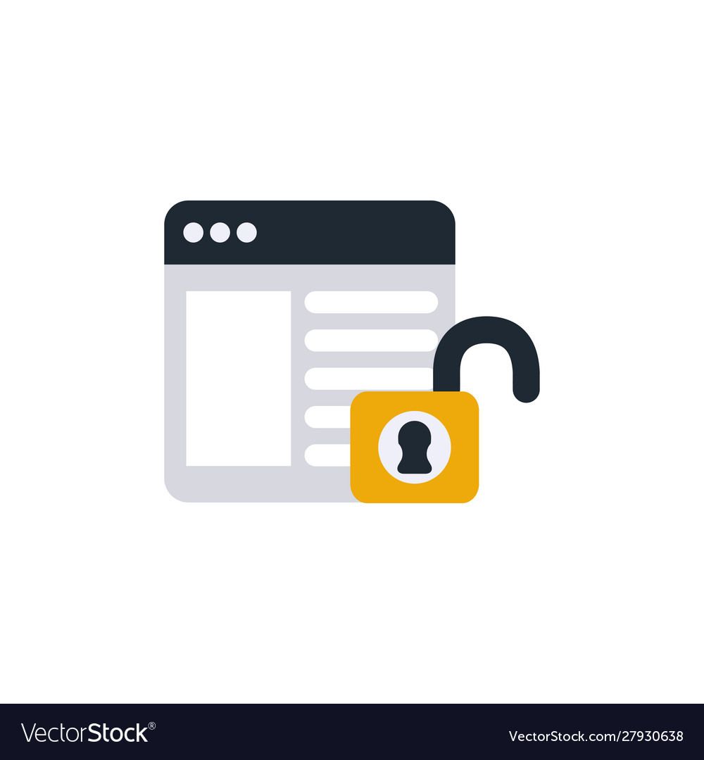Security web page with padlock open flat style Vector Image