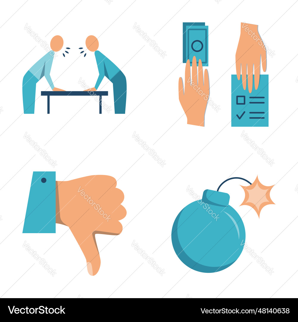 Unfair deal flat icon set Royalty Free Vector Image