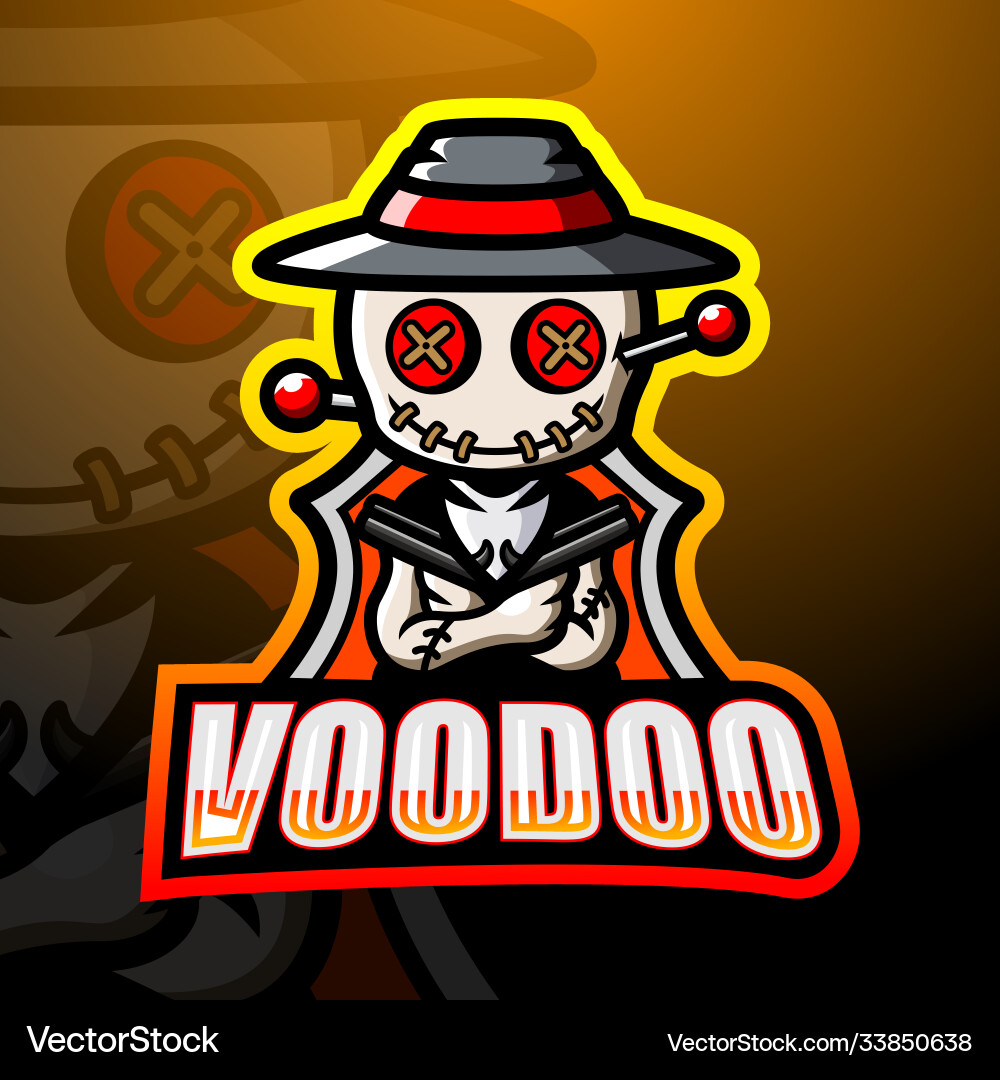 Voodoo mascot esport logo design Royalty Free Vector Image