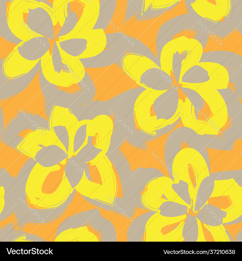 Yellow floral brush strokes seamless pattern Vector Image