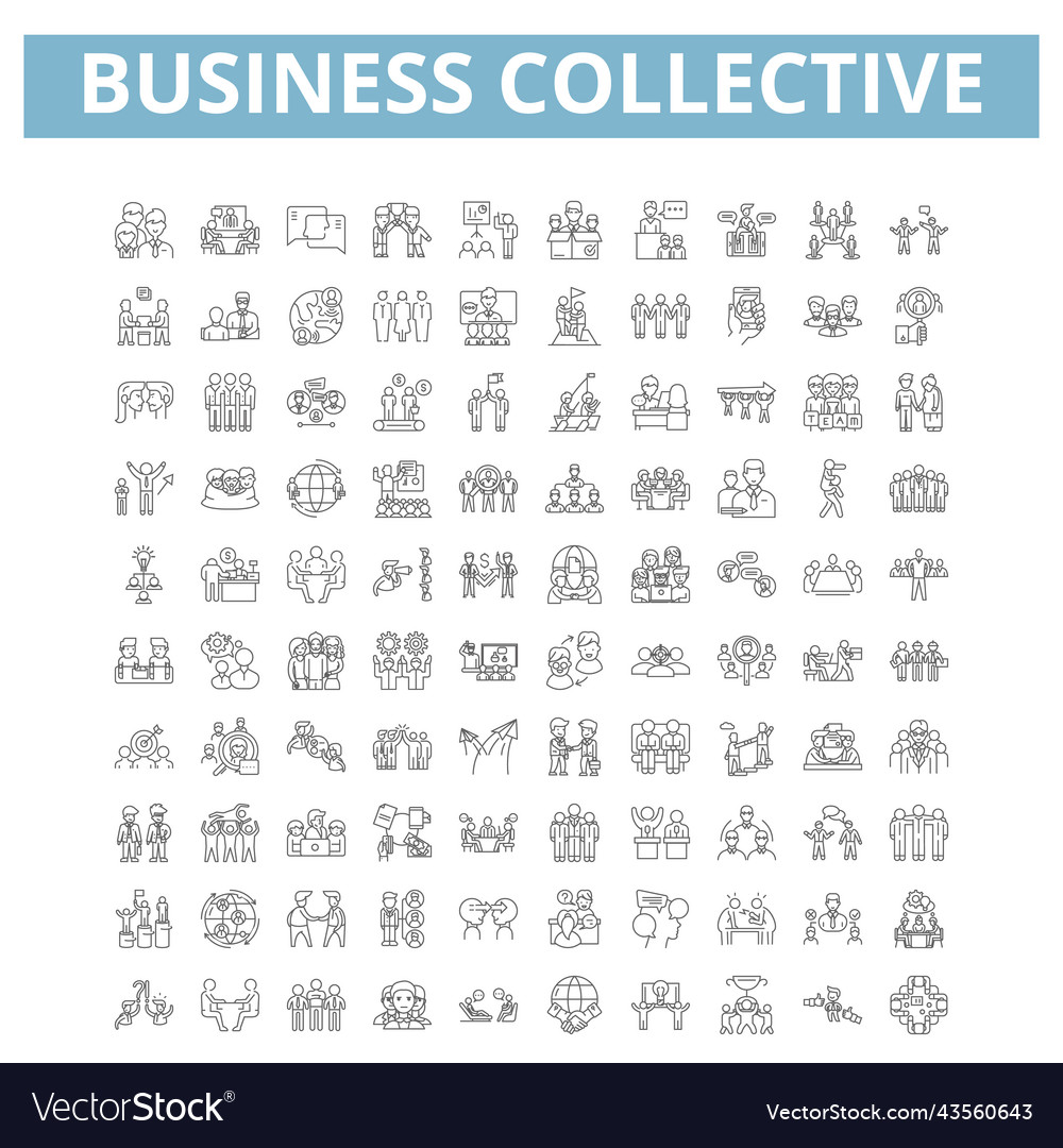 Business collective icons line symbols web signs Vector Image