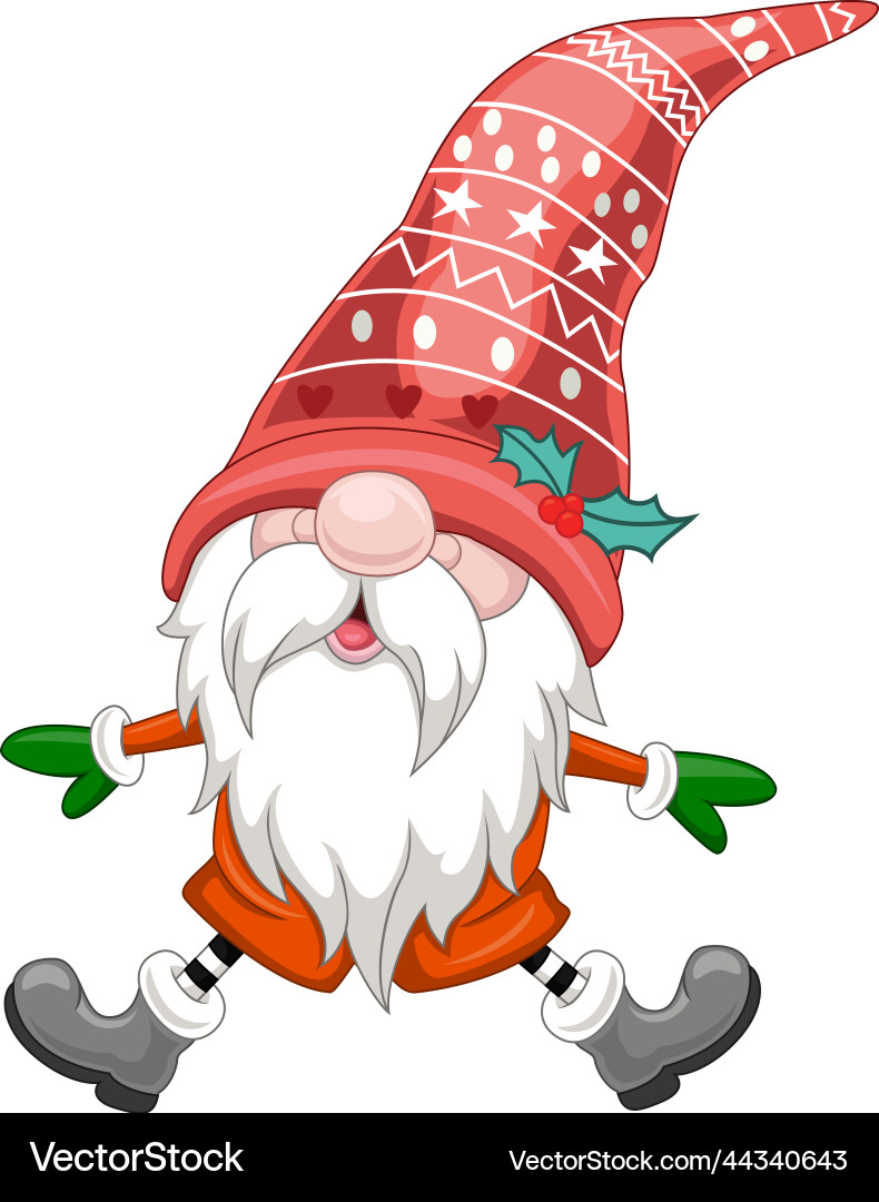 Cartoon happy gnomes on white background Vector Image
