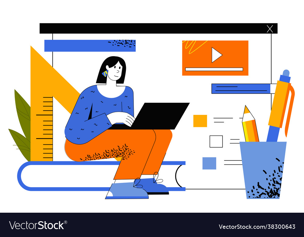 Distant learning web concept Royalty Free Vector Image