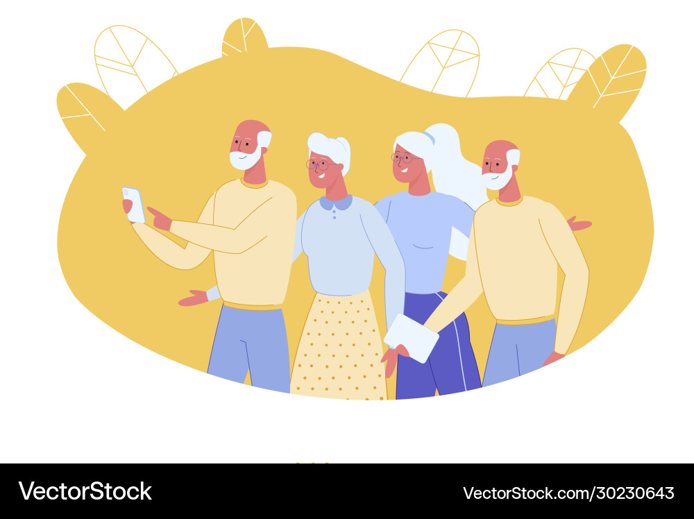 Elderly active and progressive people with phones Vector Image