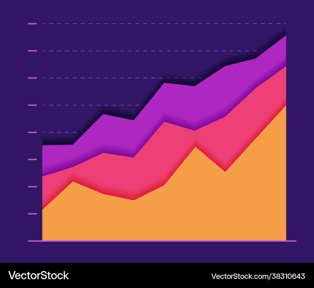 Financial paper color graph with three curve Vector Image