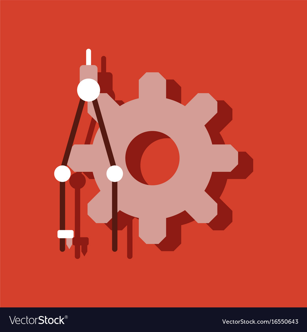 Flat icon design collection gear and tool Vector Image