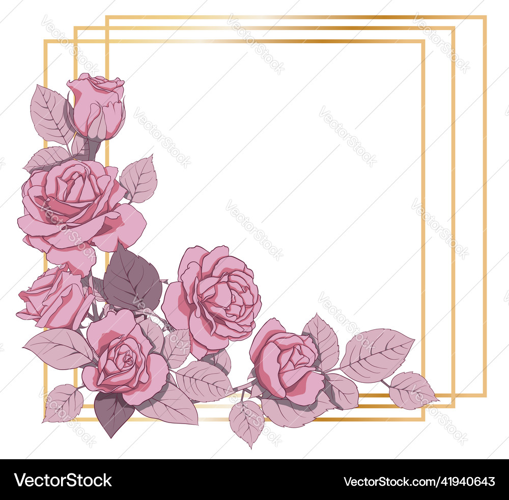 Floral decoration with golden frame Royalty Free Vector