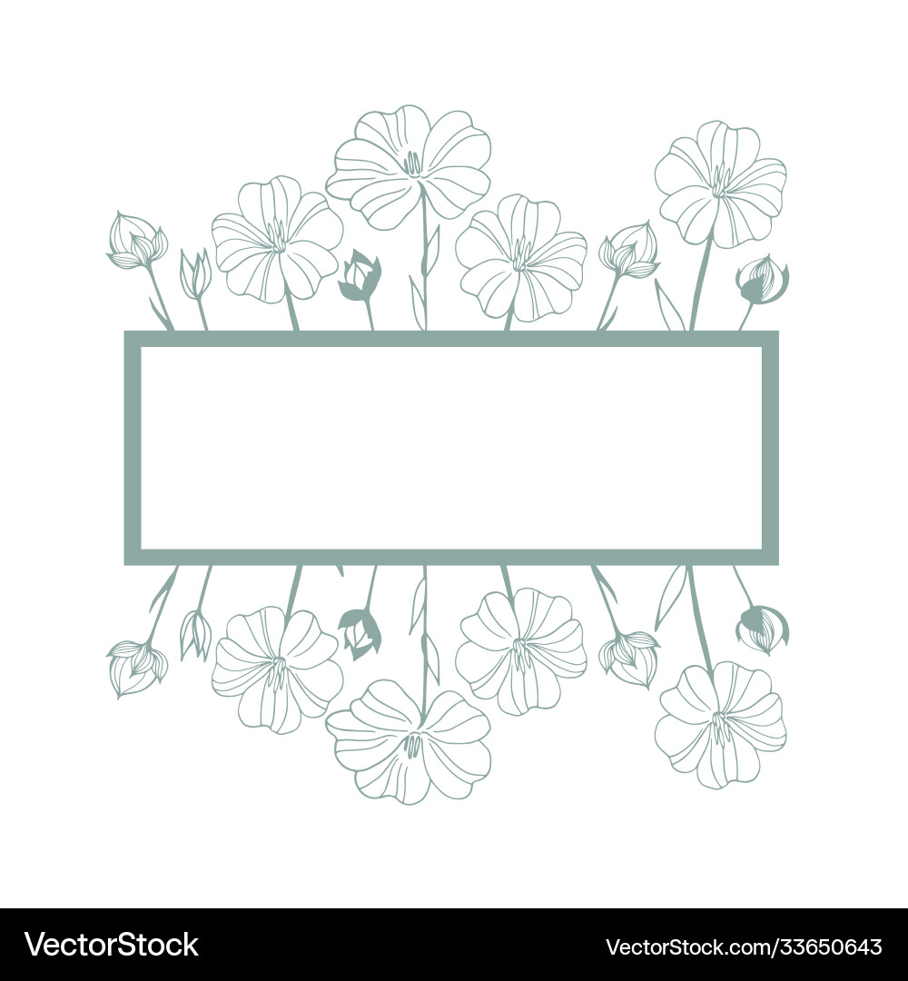 Hand drawn flowers flax plant Royalty Free Vector Image