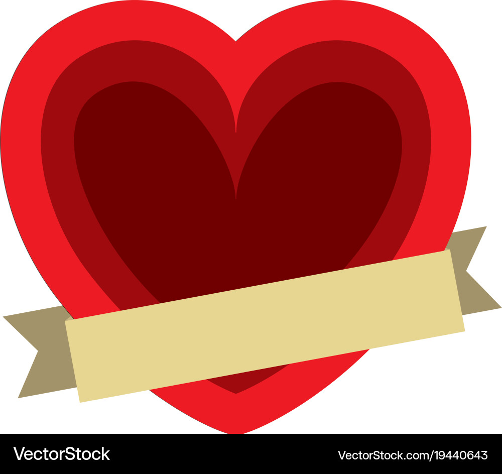 Heart love with ribbon decorative Royalty Free Vector Image