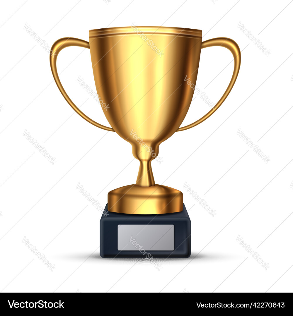 Realistic trophy cup champion shiny Royalty Free Vector