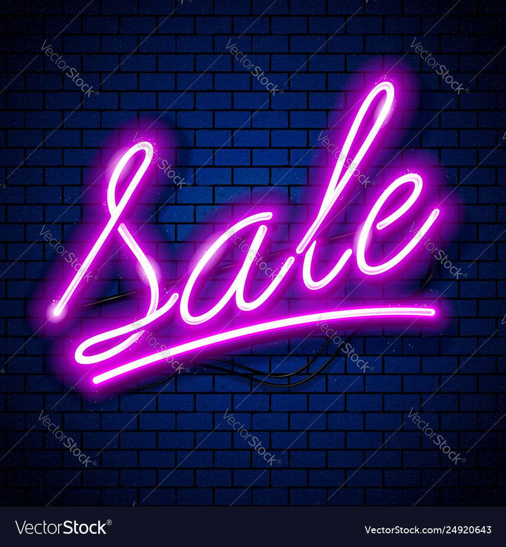 Sale Neon Lettering Royalty Free Vector Image Vectorstock