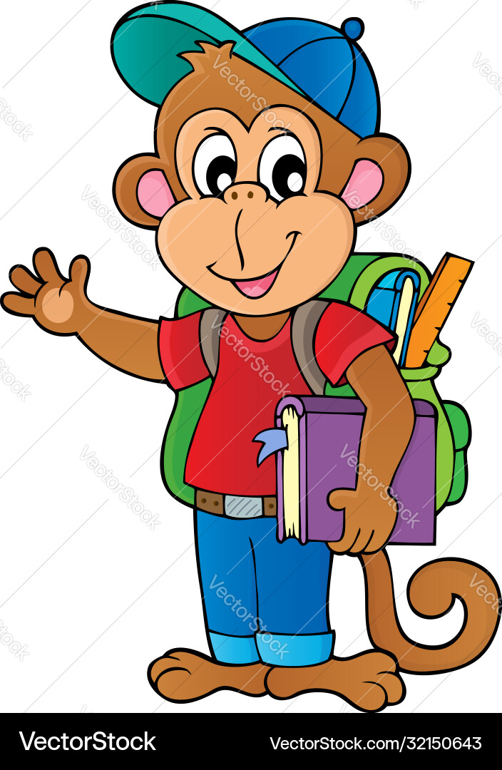 School monkey theme image 1 Royalty Free Vector Image