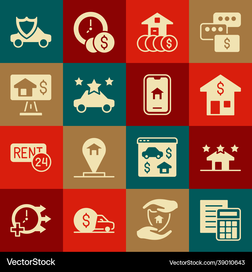 Set calculator real estate house with dollar Vector Image