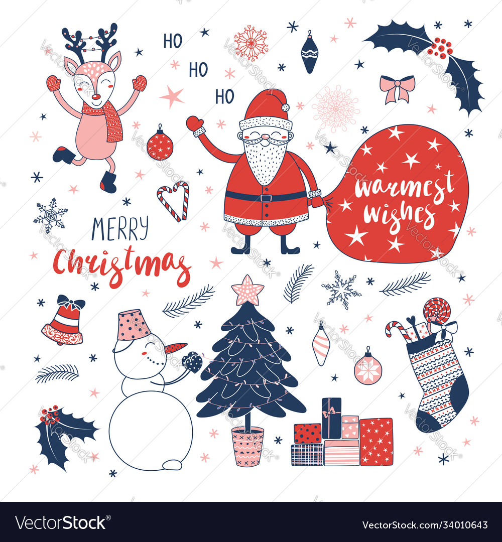 Set christmas design elements Royalty Free Vector Image