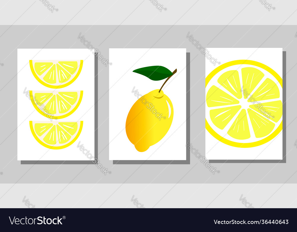 Set posters with lemons Royalty Free Vector Image