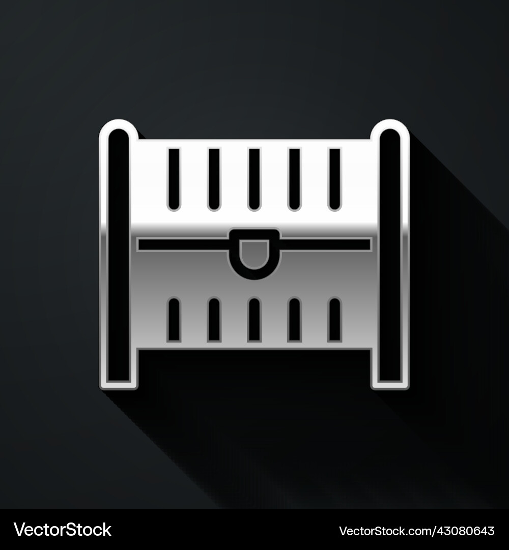 Silver antique treasure chest icon isolated Vector Image