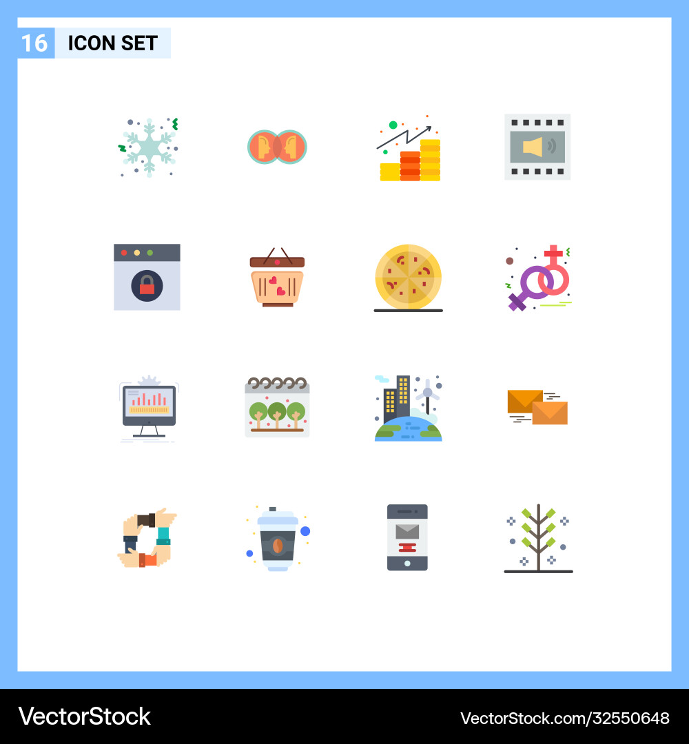 16 universal flat color signs symbols app Vector Image