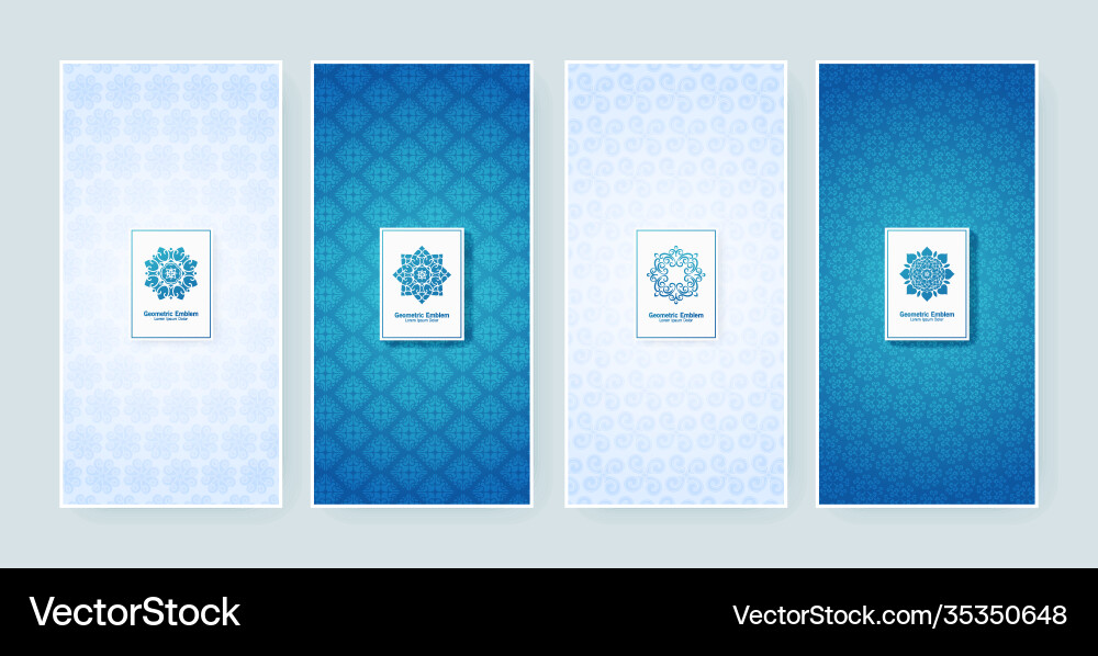 Blue and white retro label with calligraphic logo Vector Image