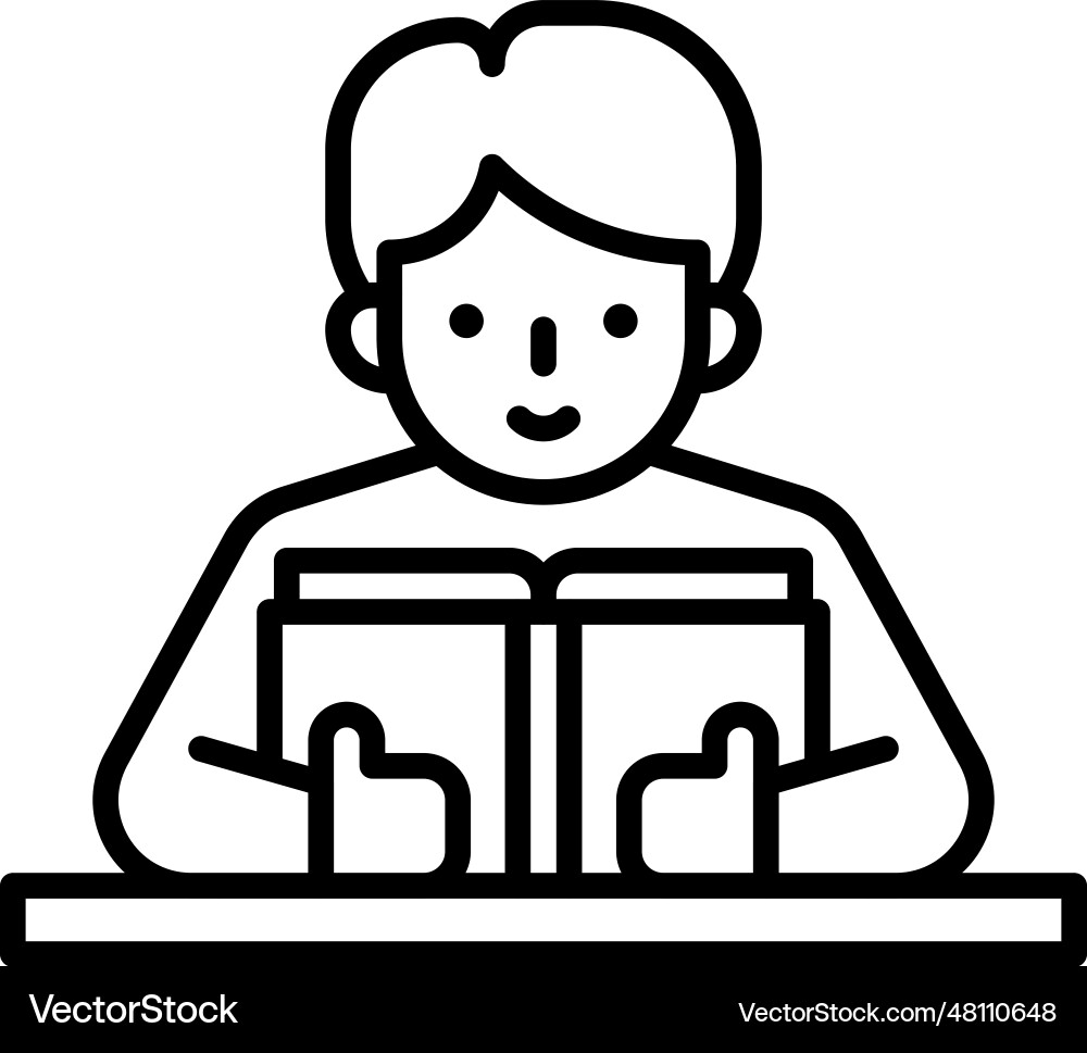 Boy reading a book icon an avatar that is related Vector Image