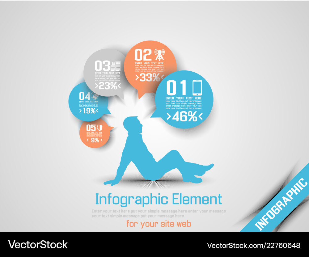 Business man infographic option three 9 orange Vector Image