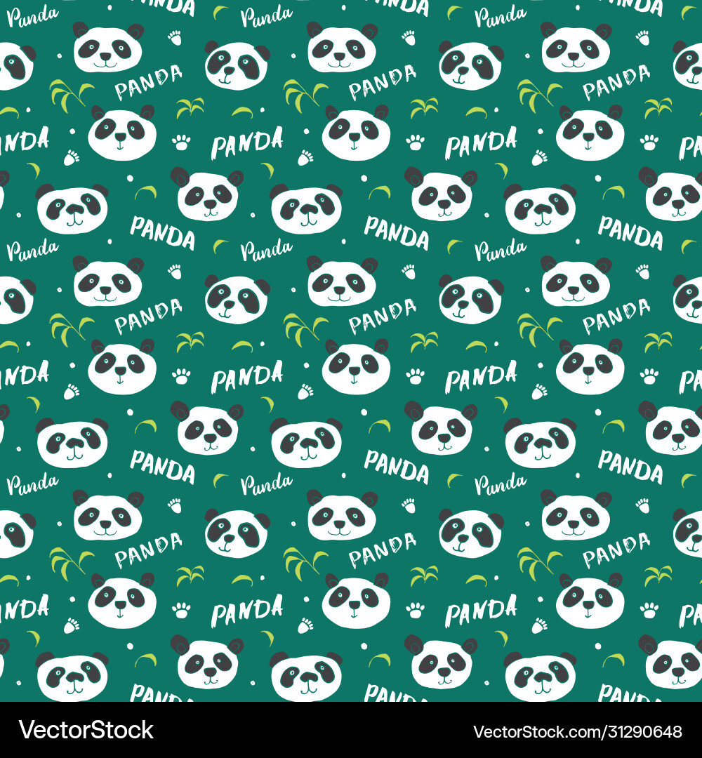 Cute panda bear seamless pattern animals Vector Image