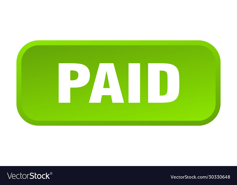 Paid button square 3d push button Royalty Free Vector Image