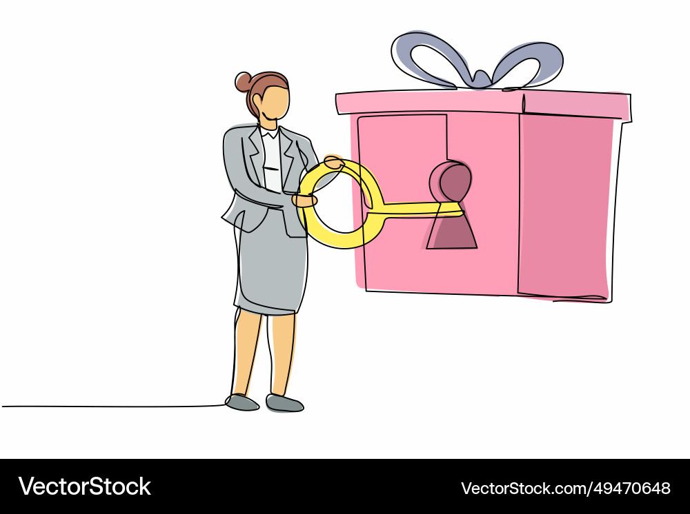 Single continuous line drawing businesswoman put Vector Image
