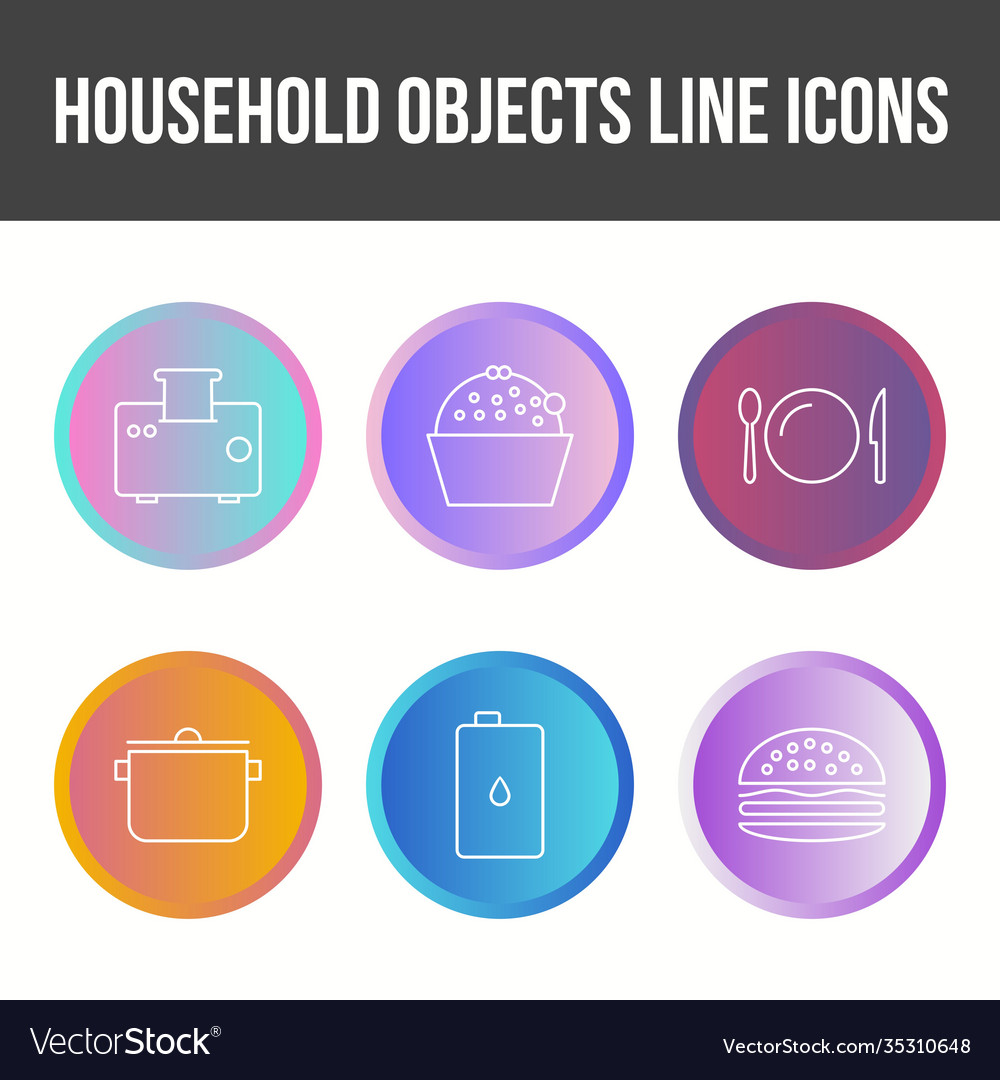 Unique household objects icon set Royalty Free Vector Image