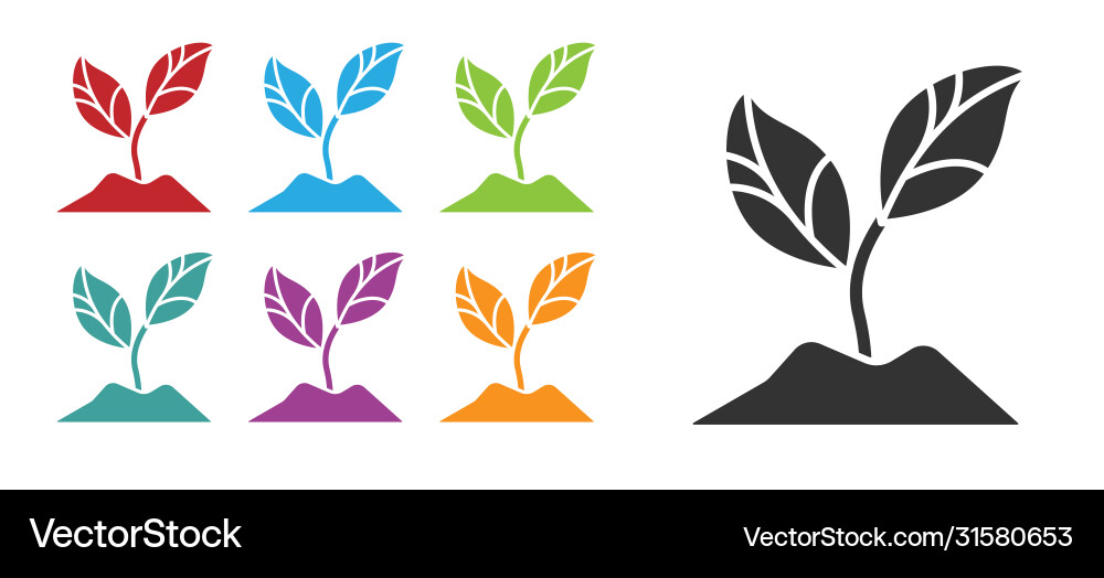 Black plant icon isolated on white background Vector Image